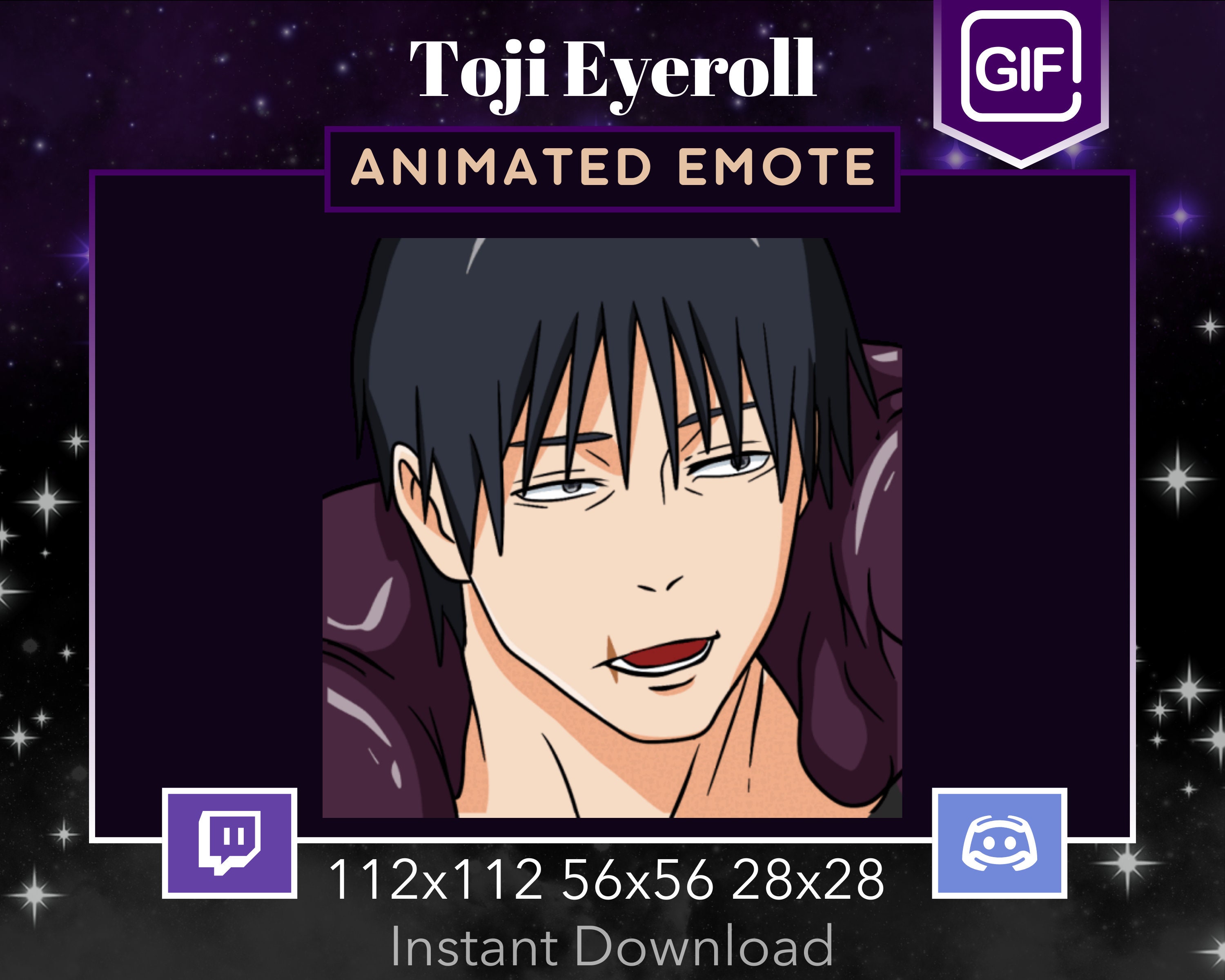 Animated Toji Eyeroll Emote for Twitch, Discord. Anime, Manga, JJK ...