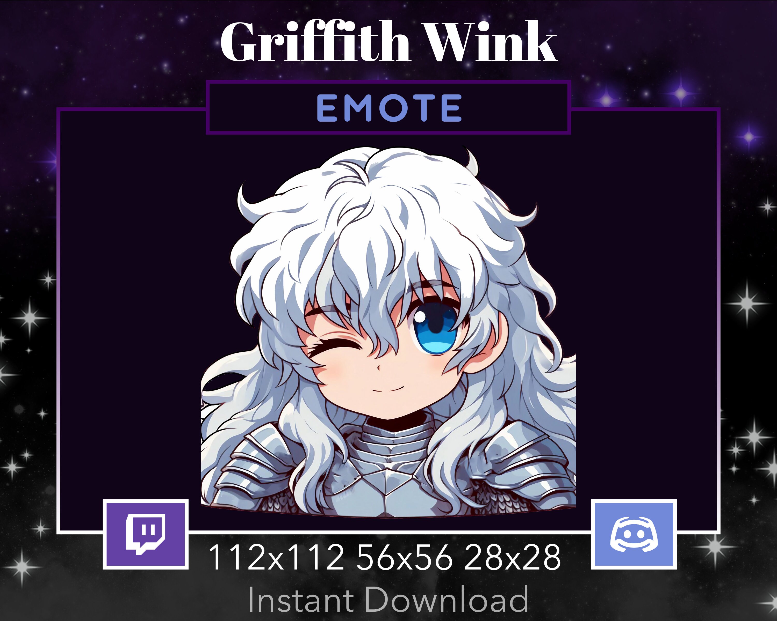 Berserk Griffith Wink, Flirty. Manga, Anime, Emote, Twitch, Discord ...