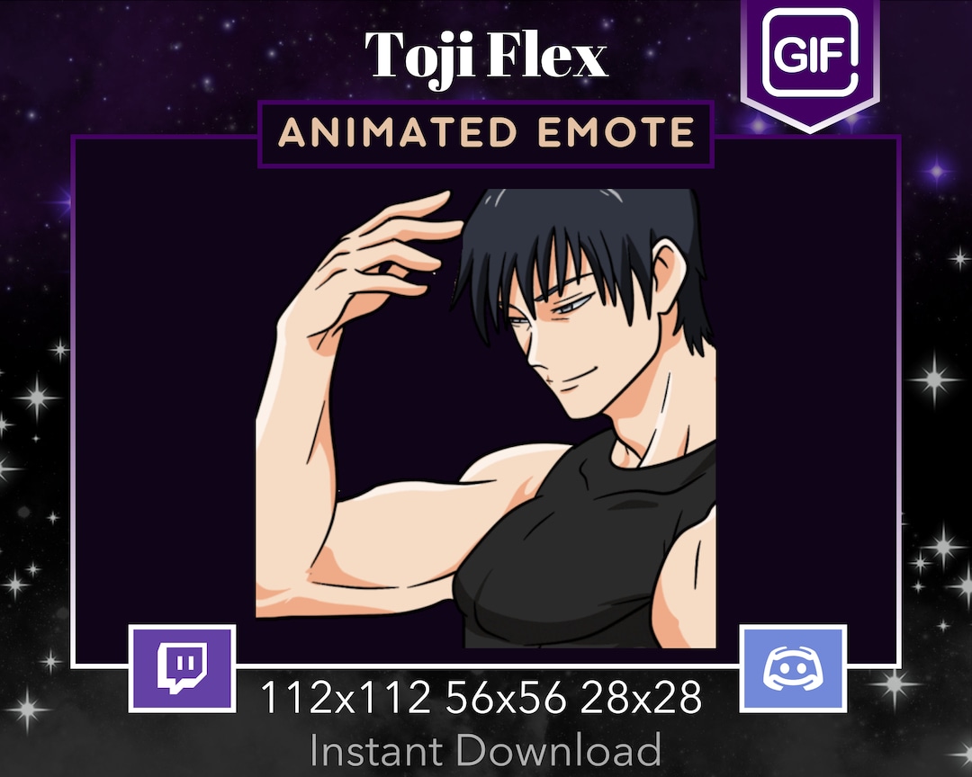 Animated Toji Flex Emote for Twitch, Discord. Anime, Manga, JJK, Black ...