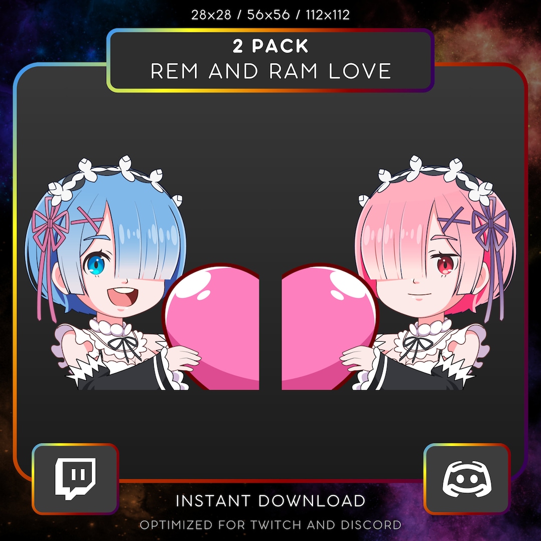 Re Zero Rem and Ram 2 Pack, Bundle. Emote, Twitch, Discord, Stream ...