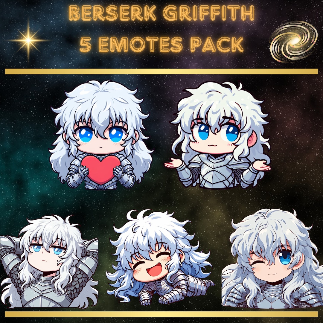 Berserk Griffith 5 PACK. Manga, Anime, Emote, Twitch, Discord, Youtube ...