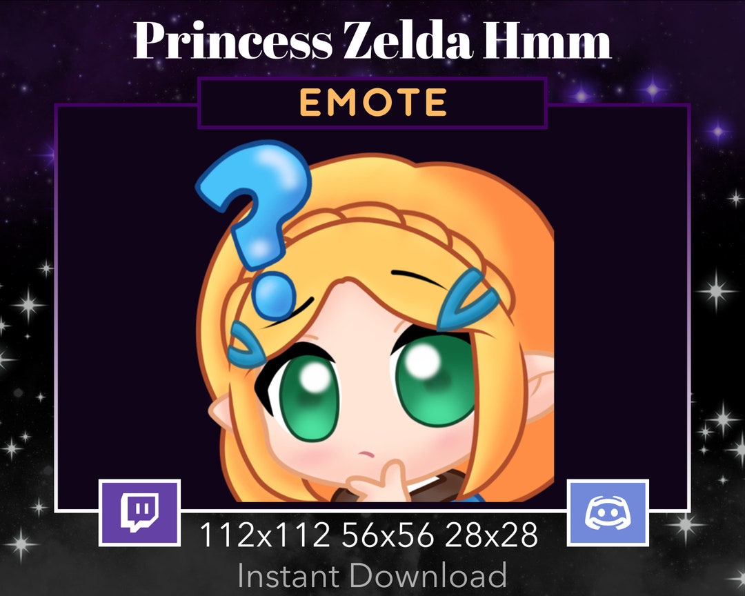 Princess Zelda Tears of the Kingdom Hmm, Think Emote, Twitch, Discord ...