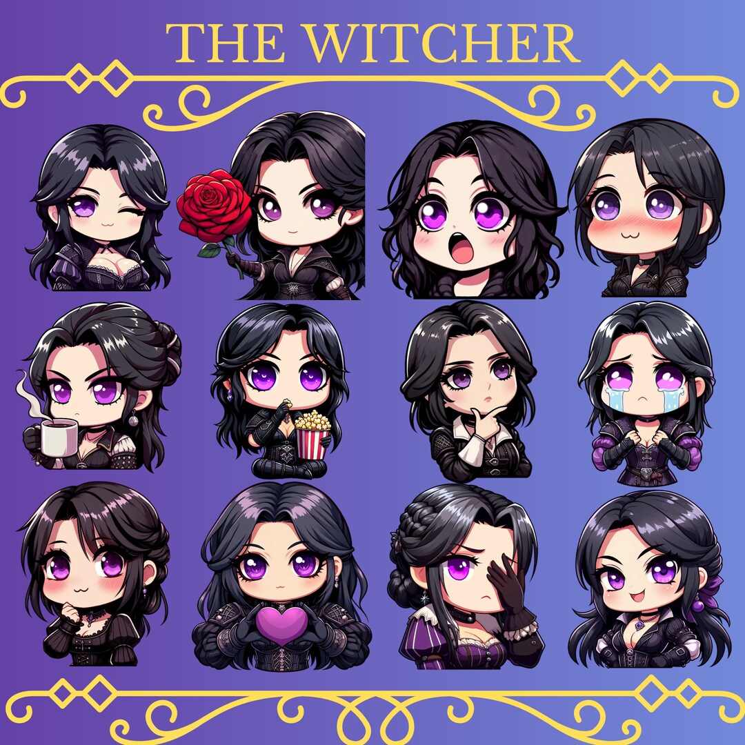 The Witcher Yennefer 12 EMOTE PACK for Twitch, Discord, Youtube, Stream ...