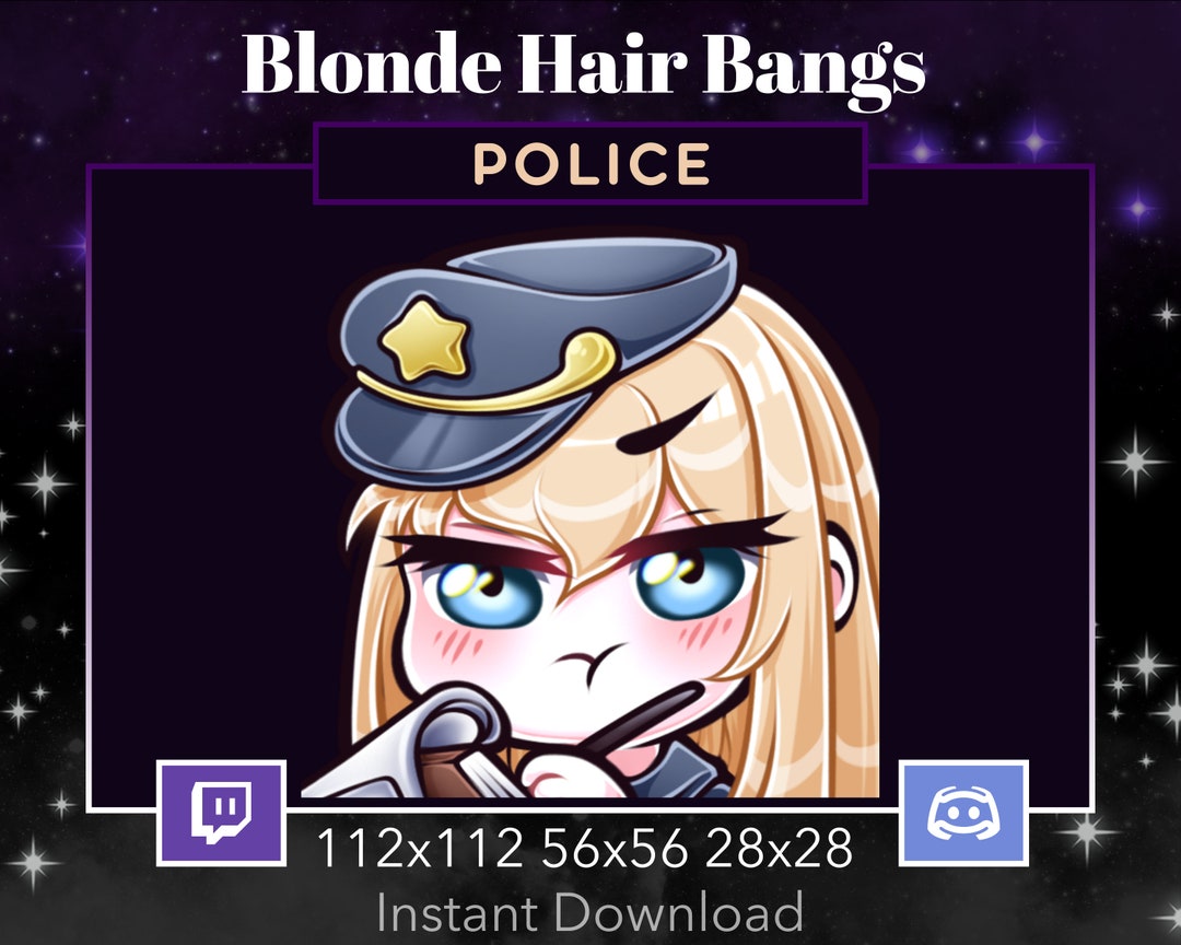 Chibi Girl Police Emote, Twitch, Discord, Stream, Blonde Hair, Blue ...