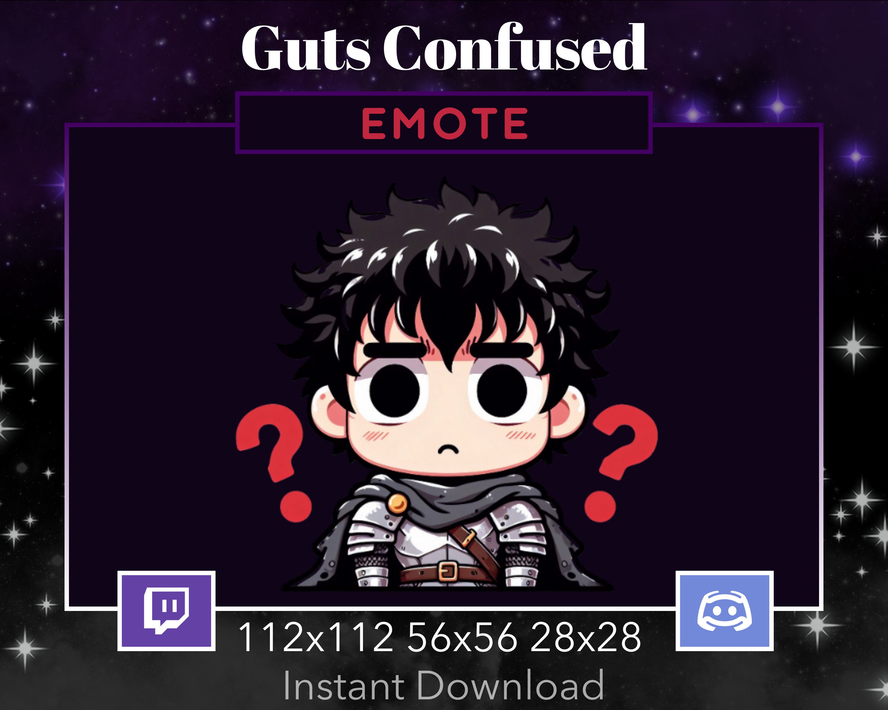 Berserk Guts Confused, Question Mark. Manga, Anime EMOTE, EMOTES for ...