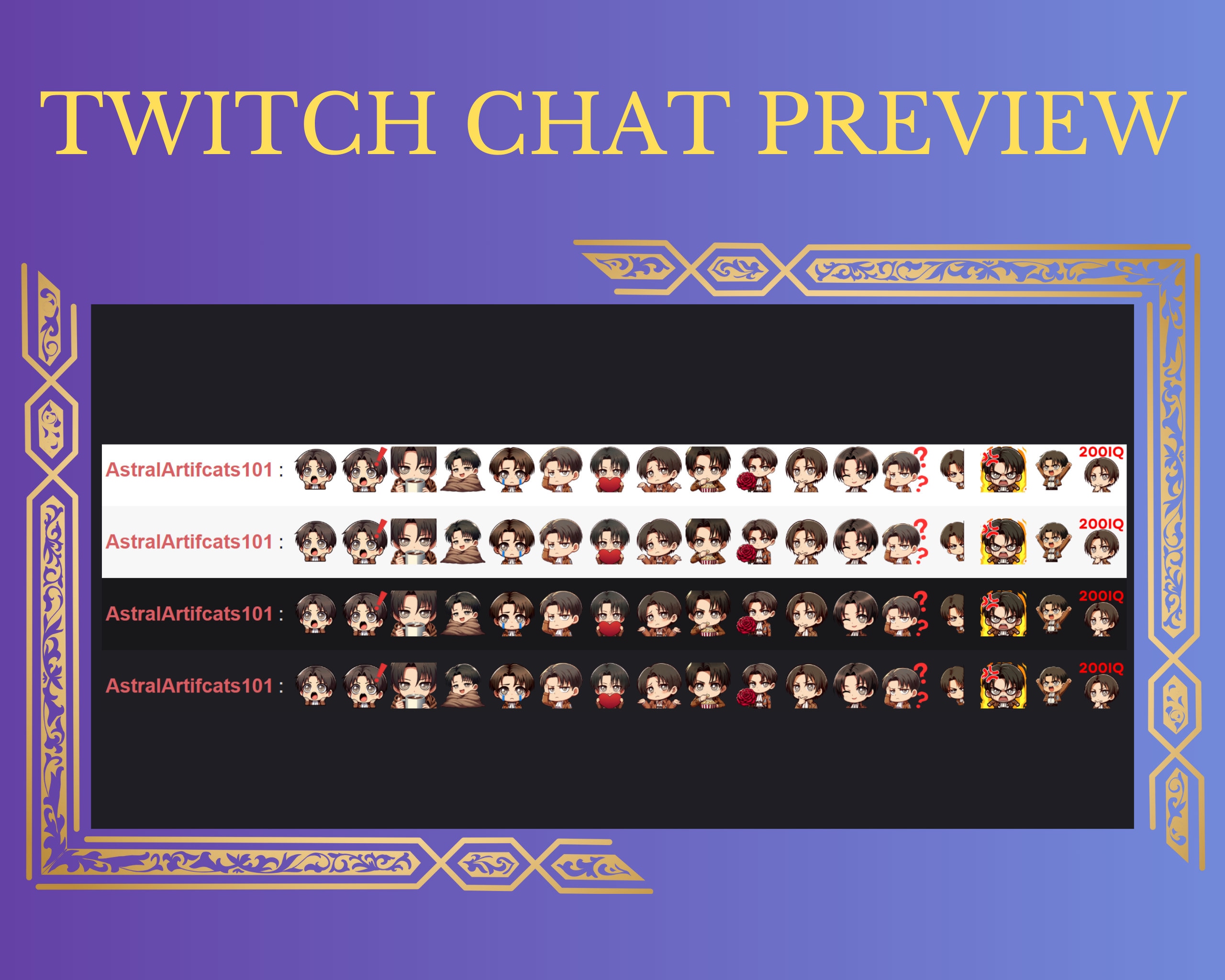 Attack on Titan Levi Hype, Excited. EMOTE, Twitch, Discord, Youtube ...