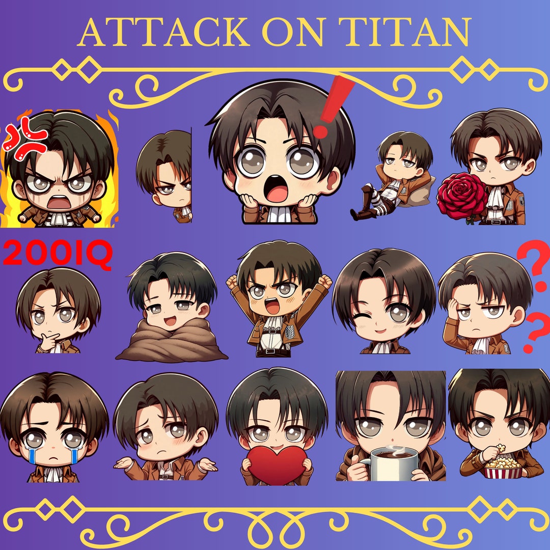 Attack on Titan Levi 15 EMOTE PACK for Twitch, Discord, Youtube, Stream ...