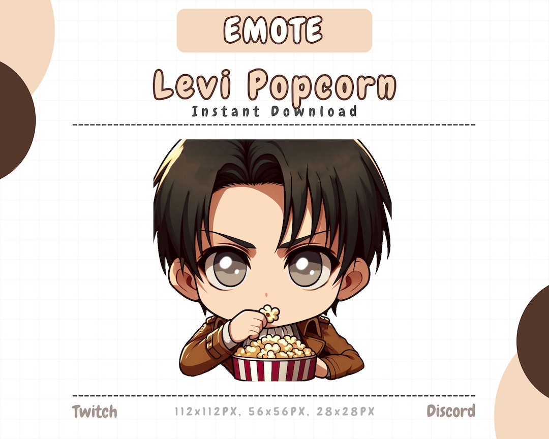 Attack on Titan Levi Eating a Popcorn . EMOTE, Twitch, Discord, Youtube ...