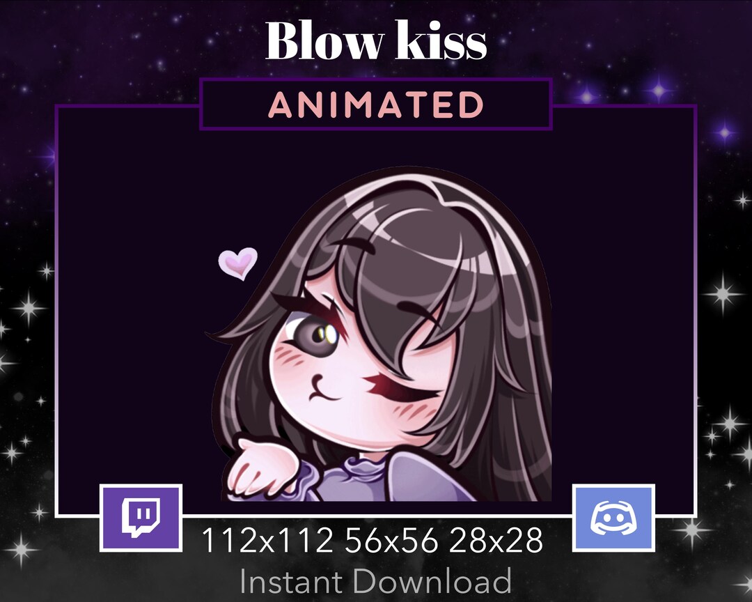Blow Kiss Love Animated Girl Emote Gif, Twitch, Discord, Stream, Brown ...