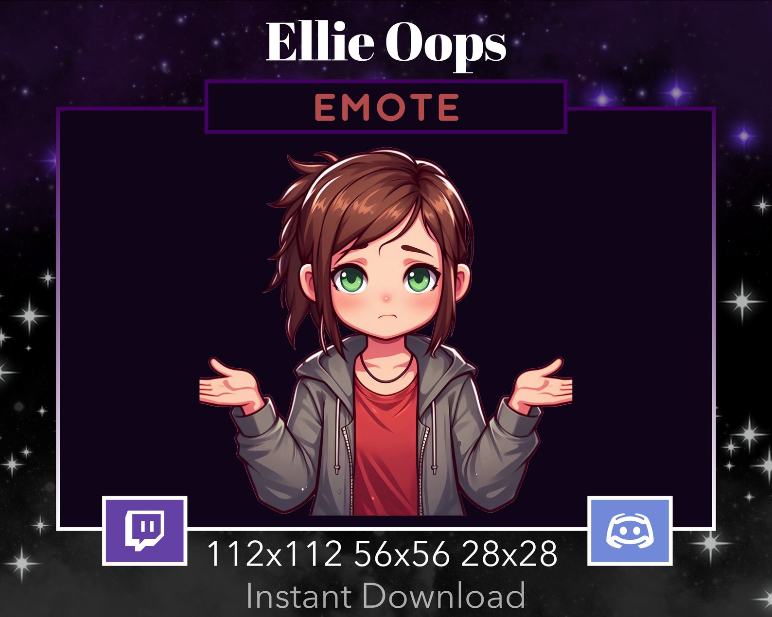 The Last of Us Ellie Oops, Oopsie, Woops. EMOTE, Twitch, Discord ...