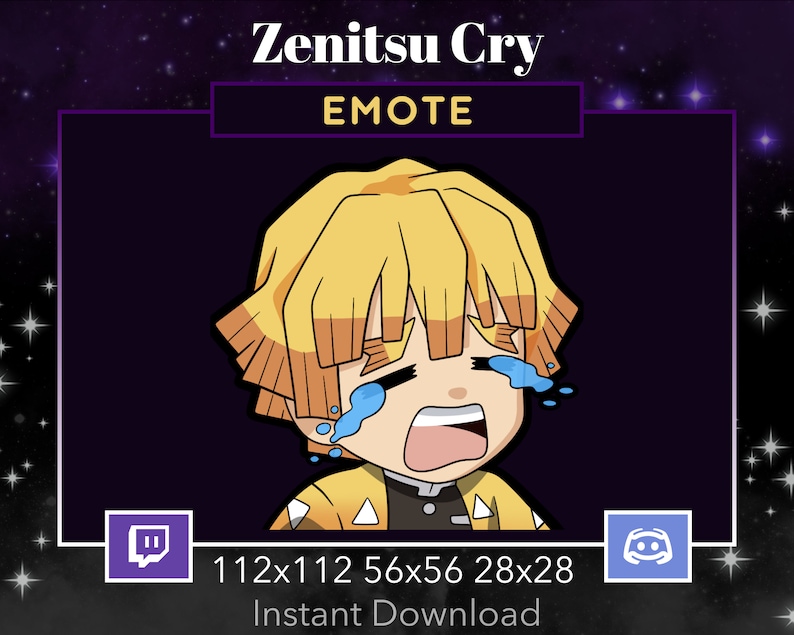 Demon Anime Zenitsu Sleep Nervous Cry Pack Bundle Emote Twitch Stream ...