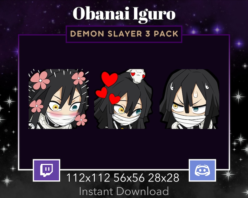 Demon Anime Obanai Iguro Flower Love Sweaty Pack Bundle Emote Twitch ...