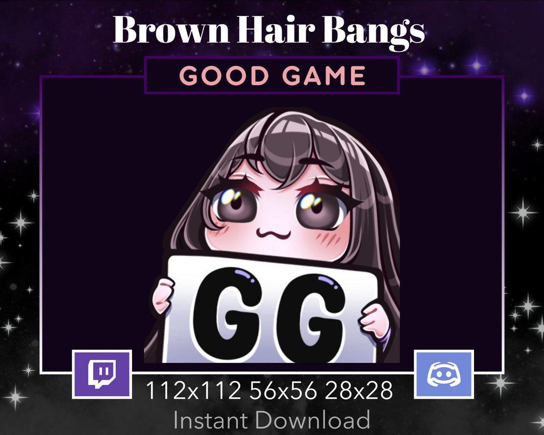Chibi Girl Good Game GG Emote, Twitch, Discord, Stream, Brown Hair ...