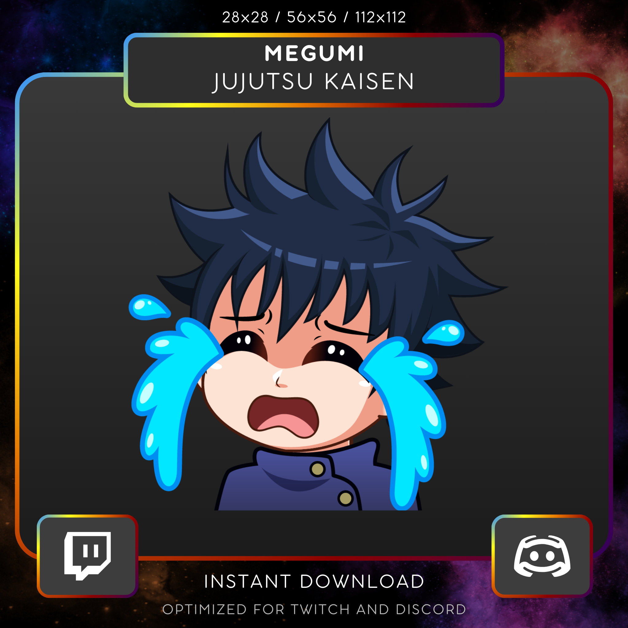 Jujutsu Kaisen Megumi Cry. Emote, Twitch, Discord, Stream, Printable ...