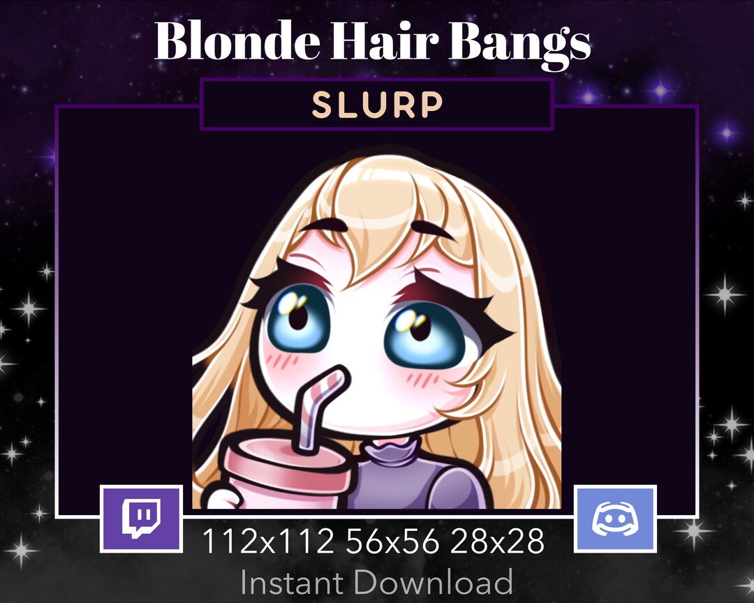 Chibi Girl Slurp Drink Emote, Twitch, Discord, Stream, Blonde Hair ...