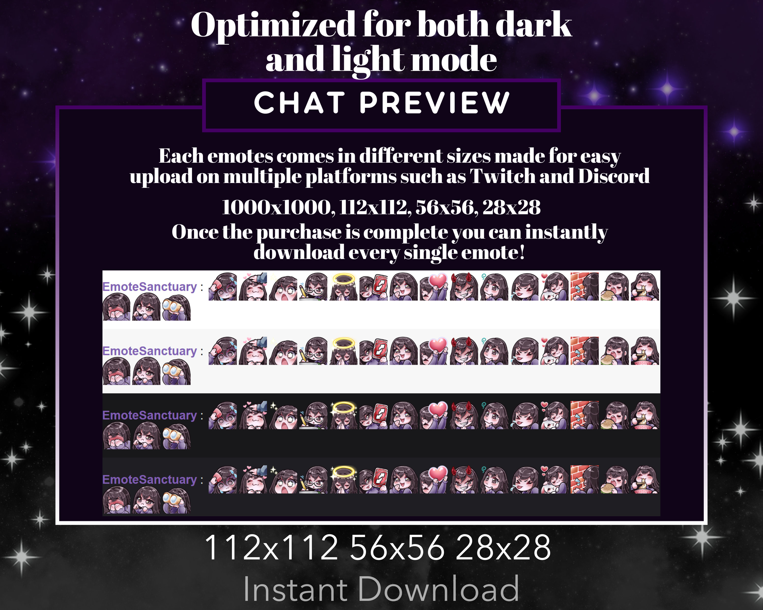 Chibi Girl 50 Pack Set Emote, Twitch, Discord, Stream, Brown Hair ...