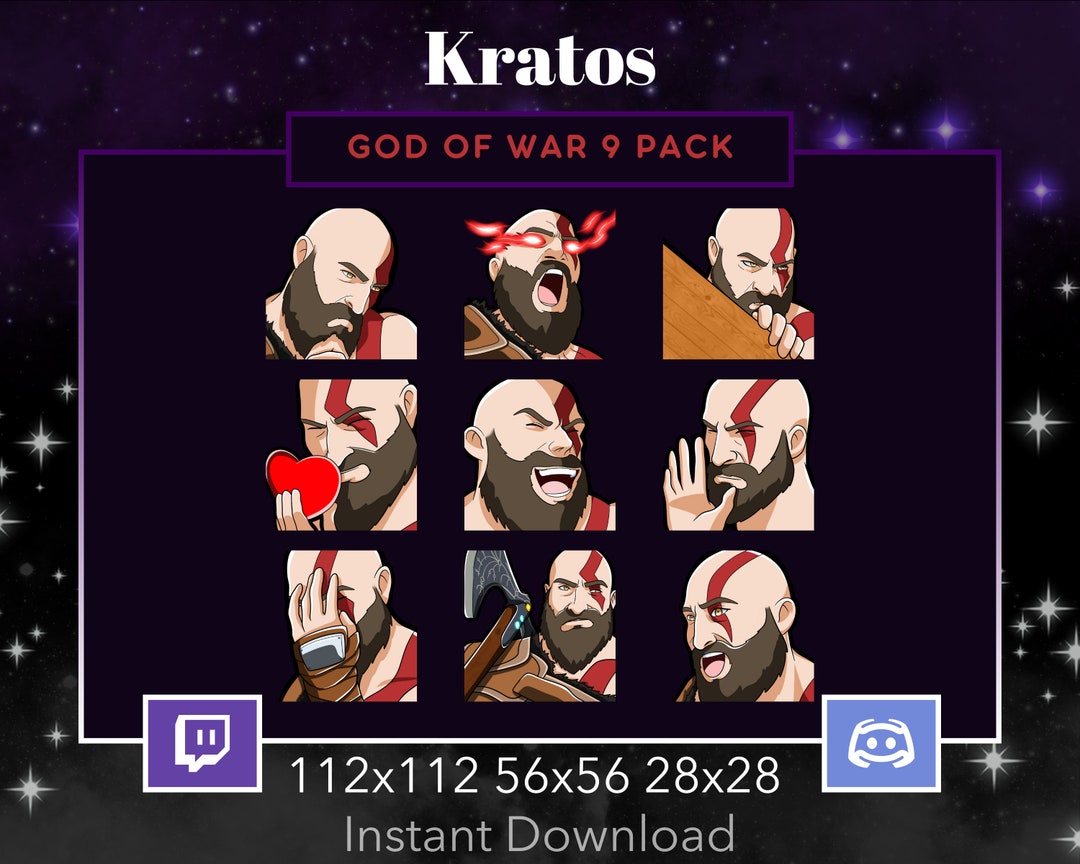 God of War Kratos Emote 9 Pack, Bundle for Twitch, Discord. Rage Think ...