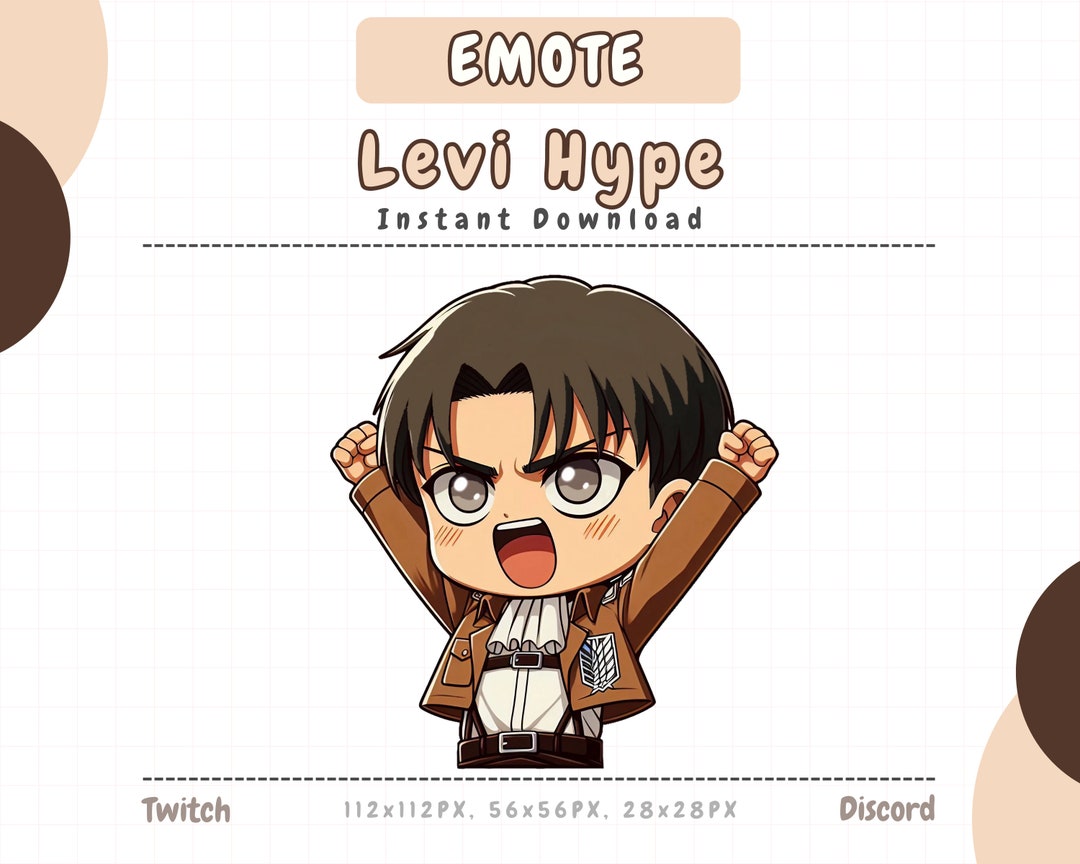 Attack on Titan Levi Hype, Excited. EMOTE, Twitch, Discord, Youtube ...
