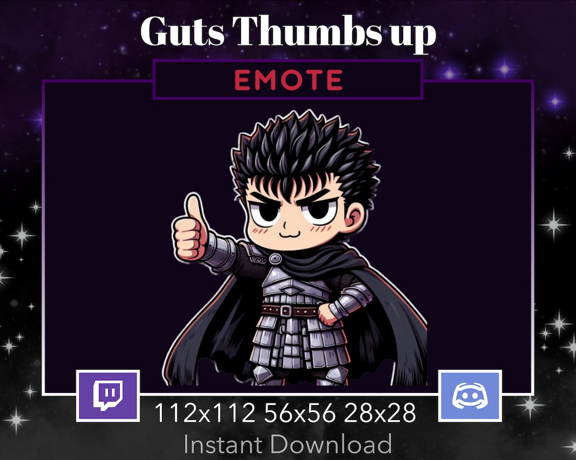 Berserk Guts Thumbs Up, Like. Manga, Anime EMOTE, EMOTES for Twitch ...