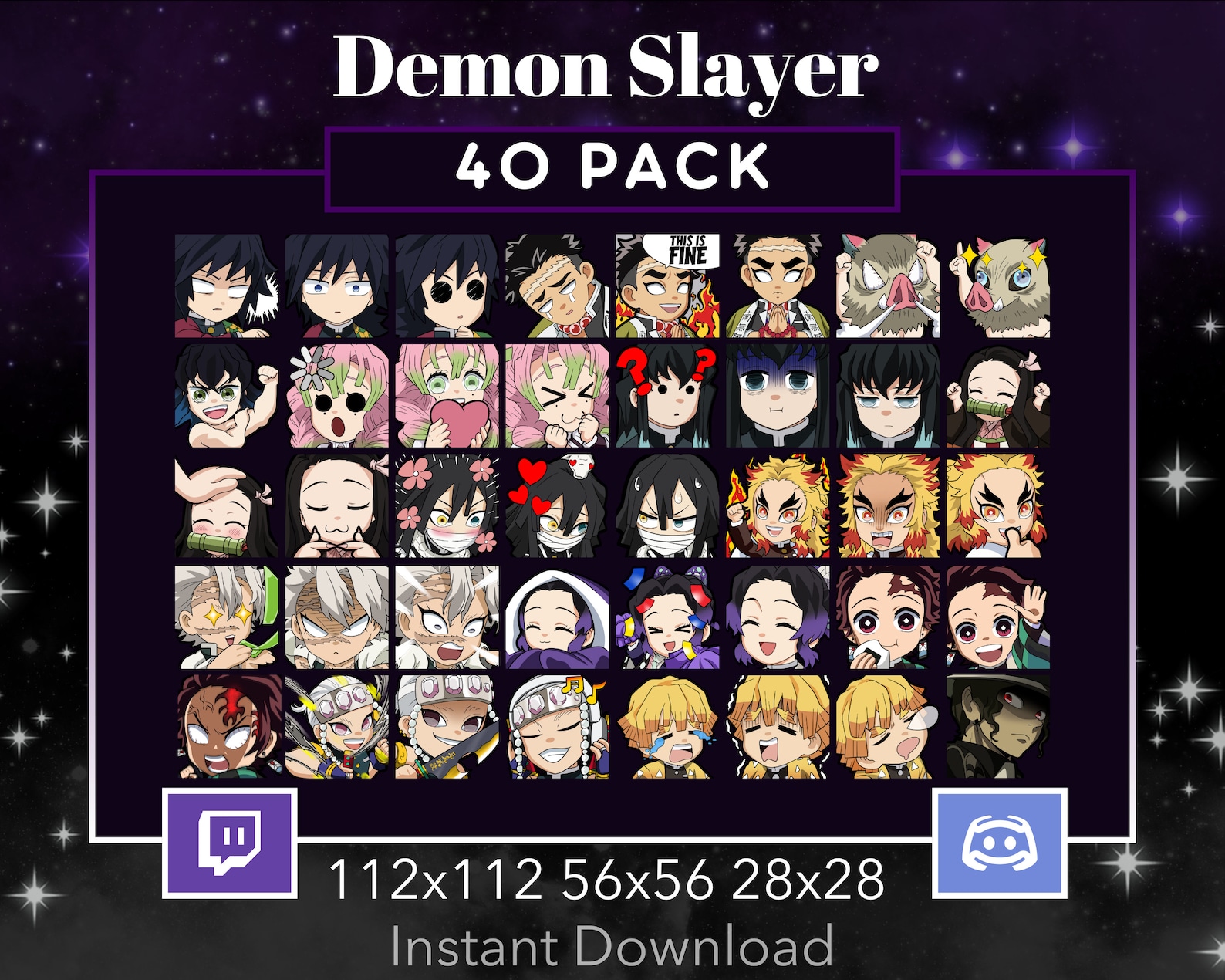 Demon Anime 40 Emote Pack Set Bundle Manga for Twitch Discord Giyu ...