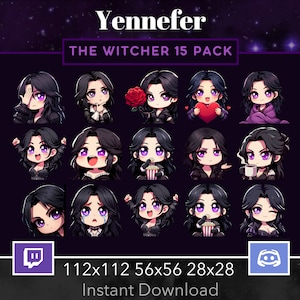 The Witcher Yennefer 15 EMOTE PACK for Twitch, Discord, Youtube, Stream ...