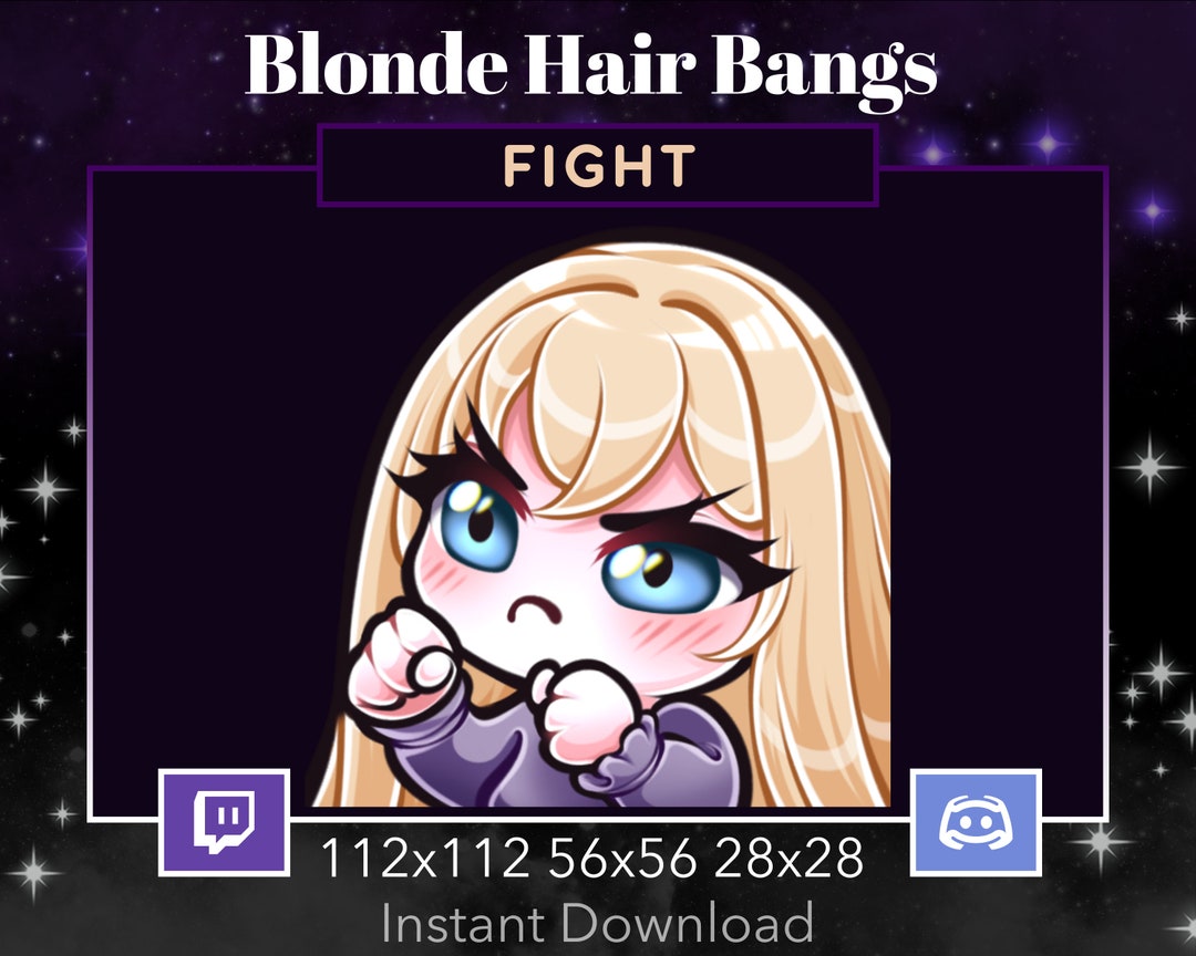 Chibi Girl Fight Emote, Twitch, Stream, Discord, Blonde Hair, Blue Eyes ...