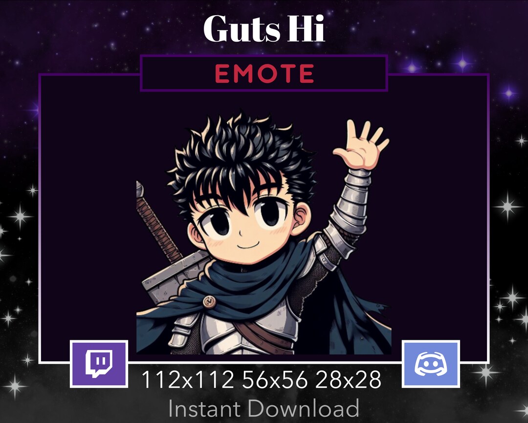 Berserk Guts Wave , Waving , Hi. Manga, Anime EMOTE, EMOTES for Twitch ...