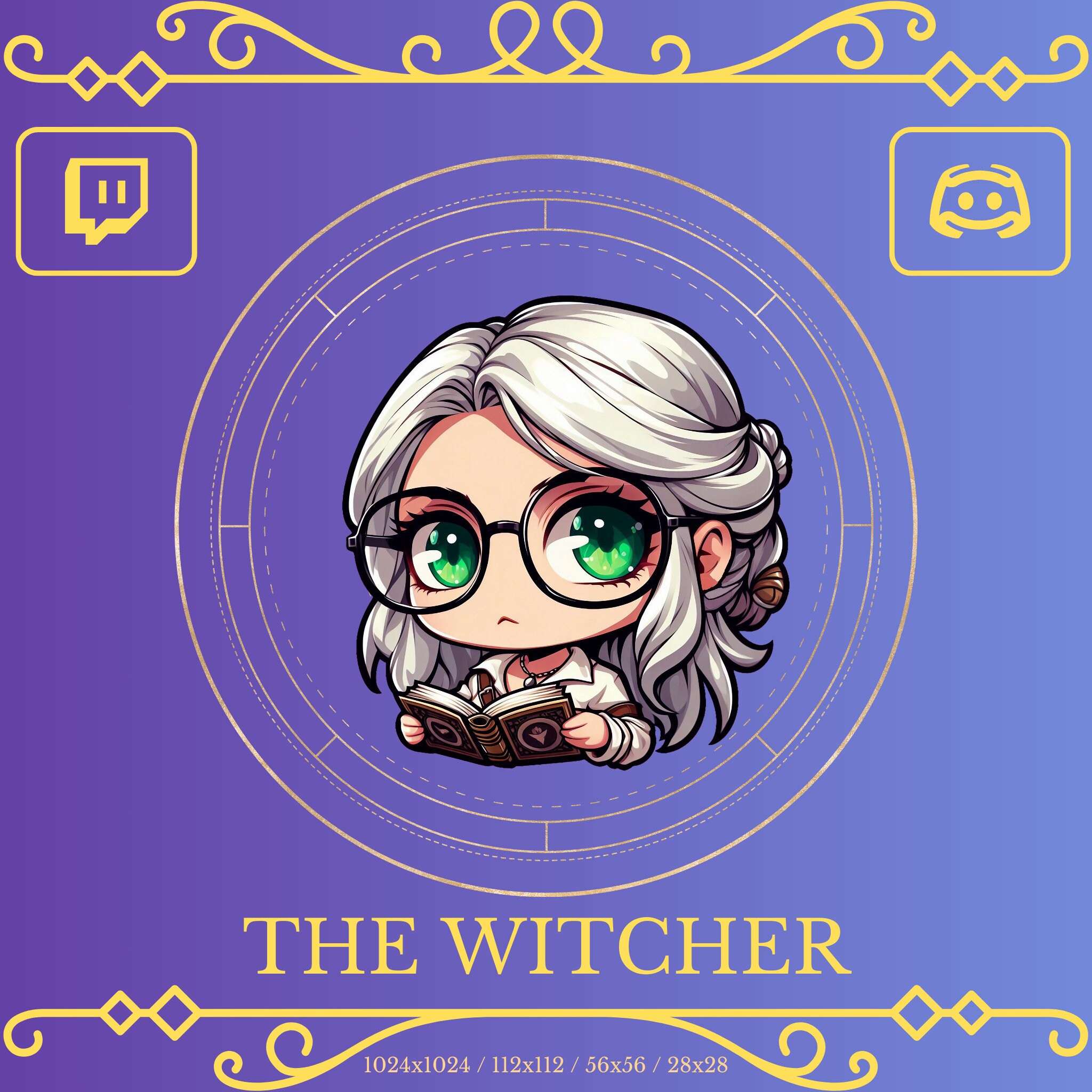 The Witcher Ciri Nerd, Nerdge, Geek. Emote, Twitch, Discord, Youtube ...