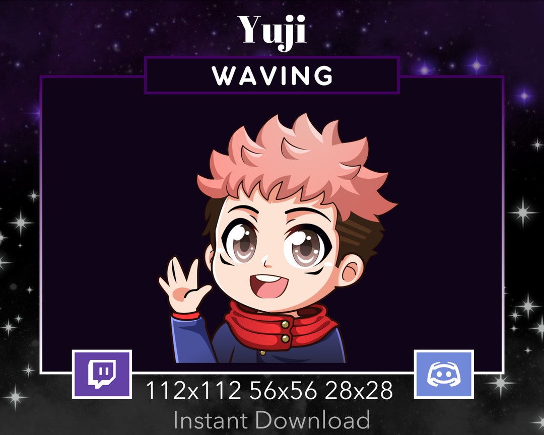 Jujutsu Kaisen Yuji Hi, Waving. Emote, Twitch, Discord, Stream ...