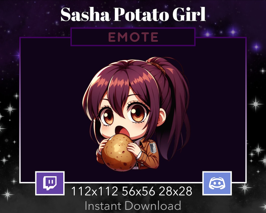 Attack on Titan Sasha Eating a Potato . EMOTE, Twitch, Discord, Youtube ...