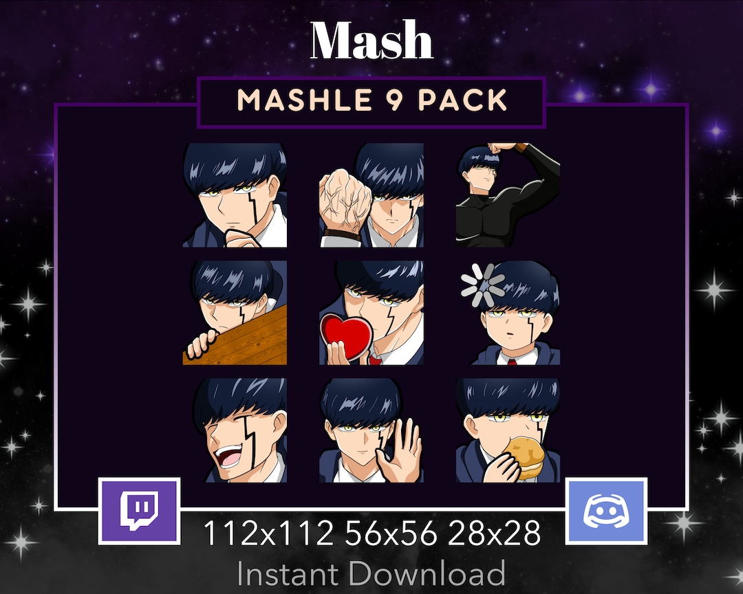 Mash Anime 9 Pack Emote 12 Pack, Bundle for Twitch, Discord. Anime ...