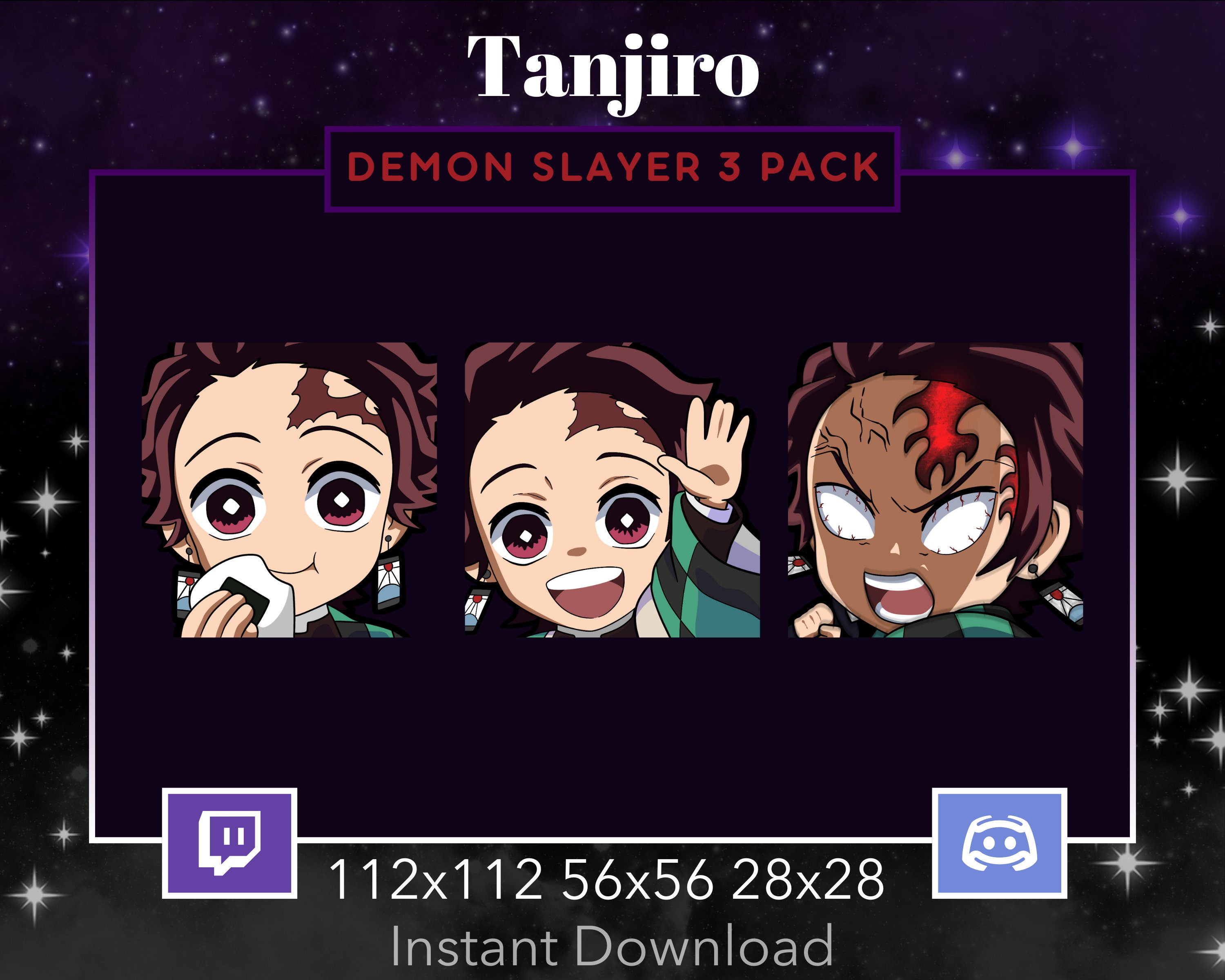 Demon Anime Tanjiro Eat, Hi, Wave, Rage Pack Bundle Emote Twitch Stream ...