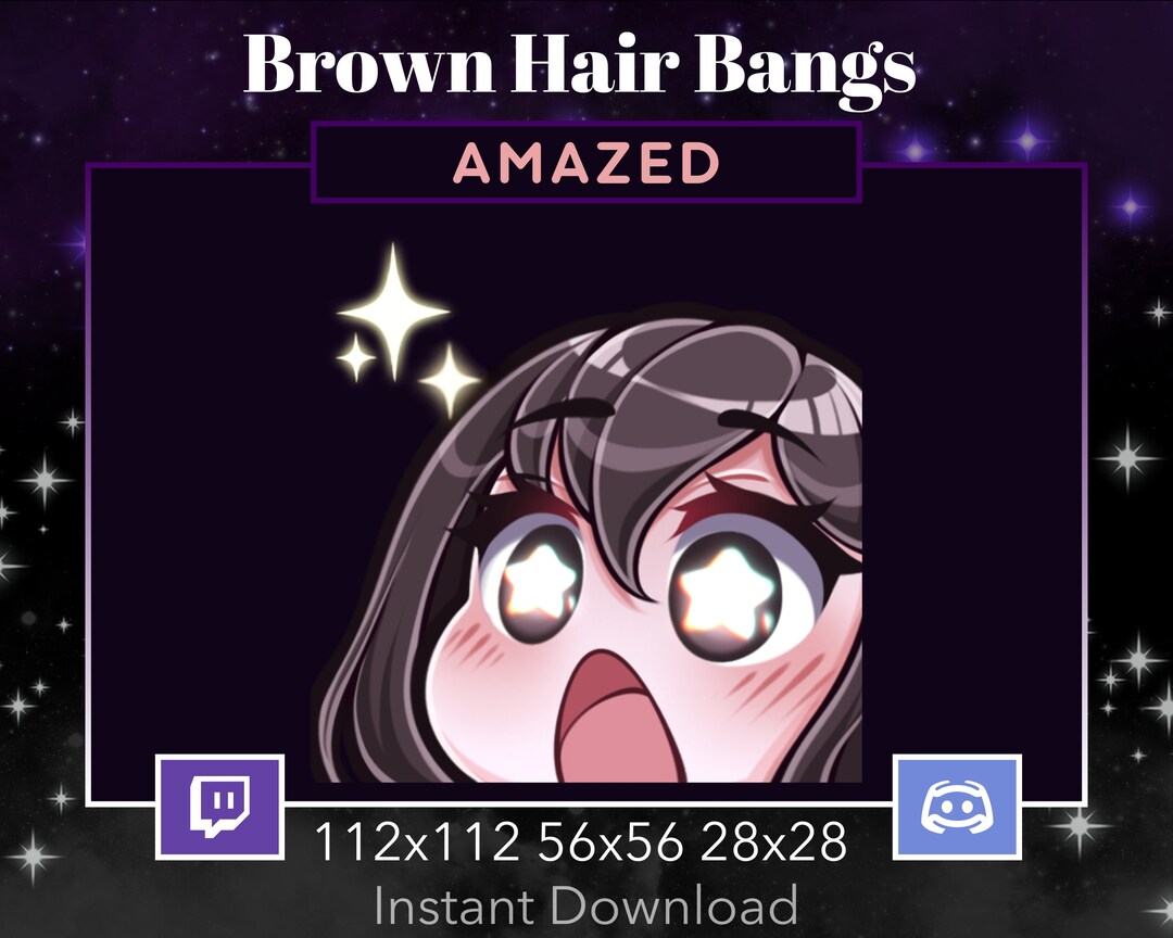 Chibi Girl Amazed, Wow Emote, Twitch, Discord, Stream, Brown Hair ...