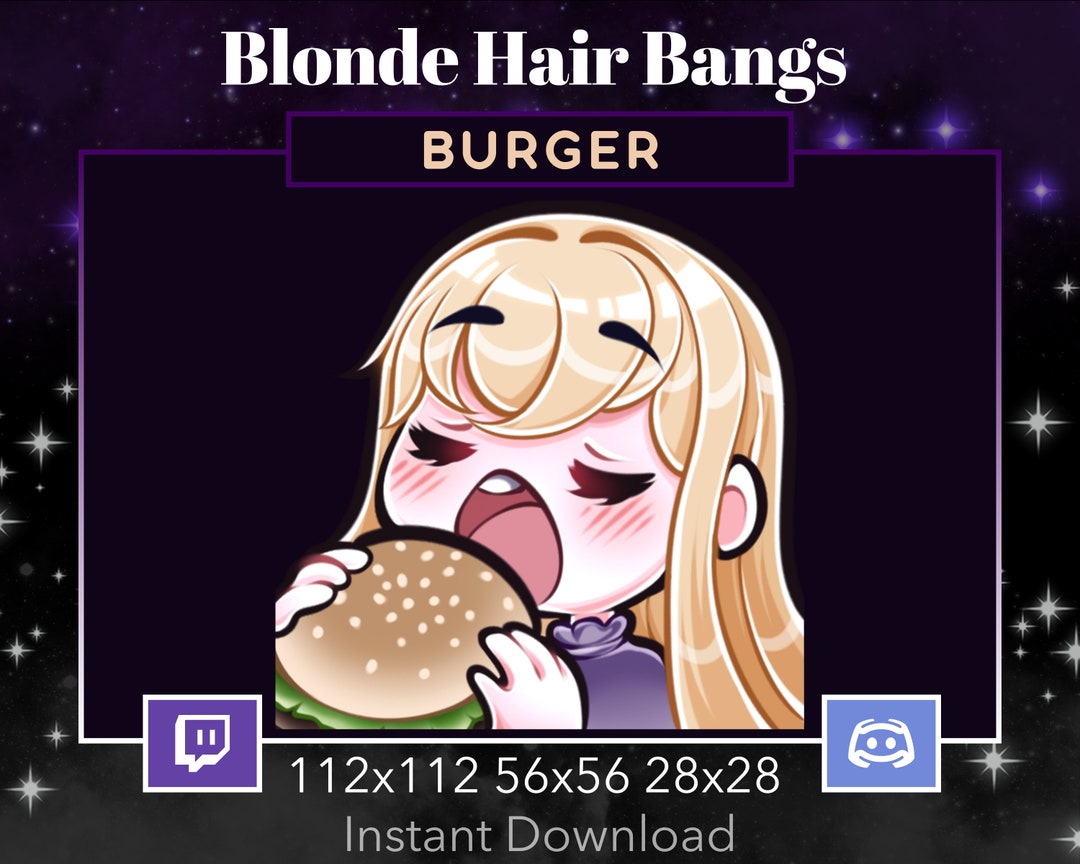 Chibi Girl Eating Burger Emote, Twitch, Discord, Stream, Blonde Hair ...
