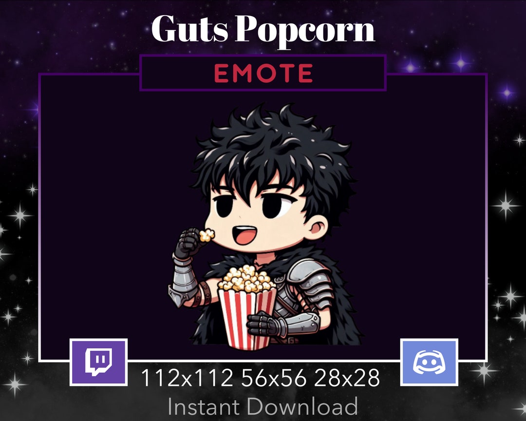 Berserk Guts Eat, Eating Popcorn. Manga, Anime EMOTE, EMOTES for Twitch ...