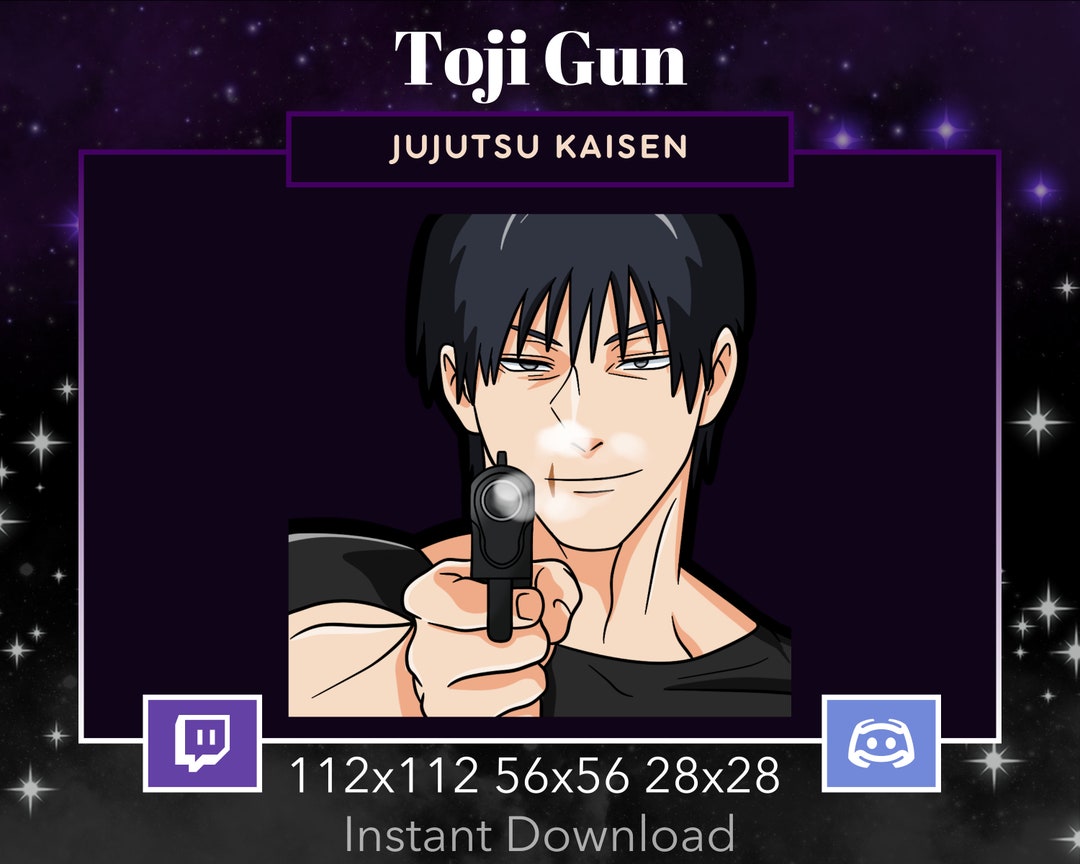 Animated Toji Gun Emote for Twitch, Discord. Anime, Manga, JJK, Black ...