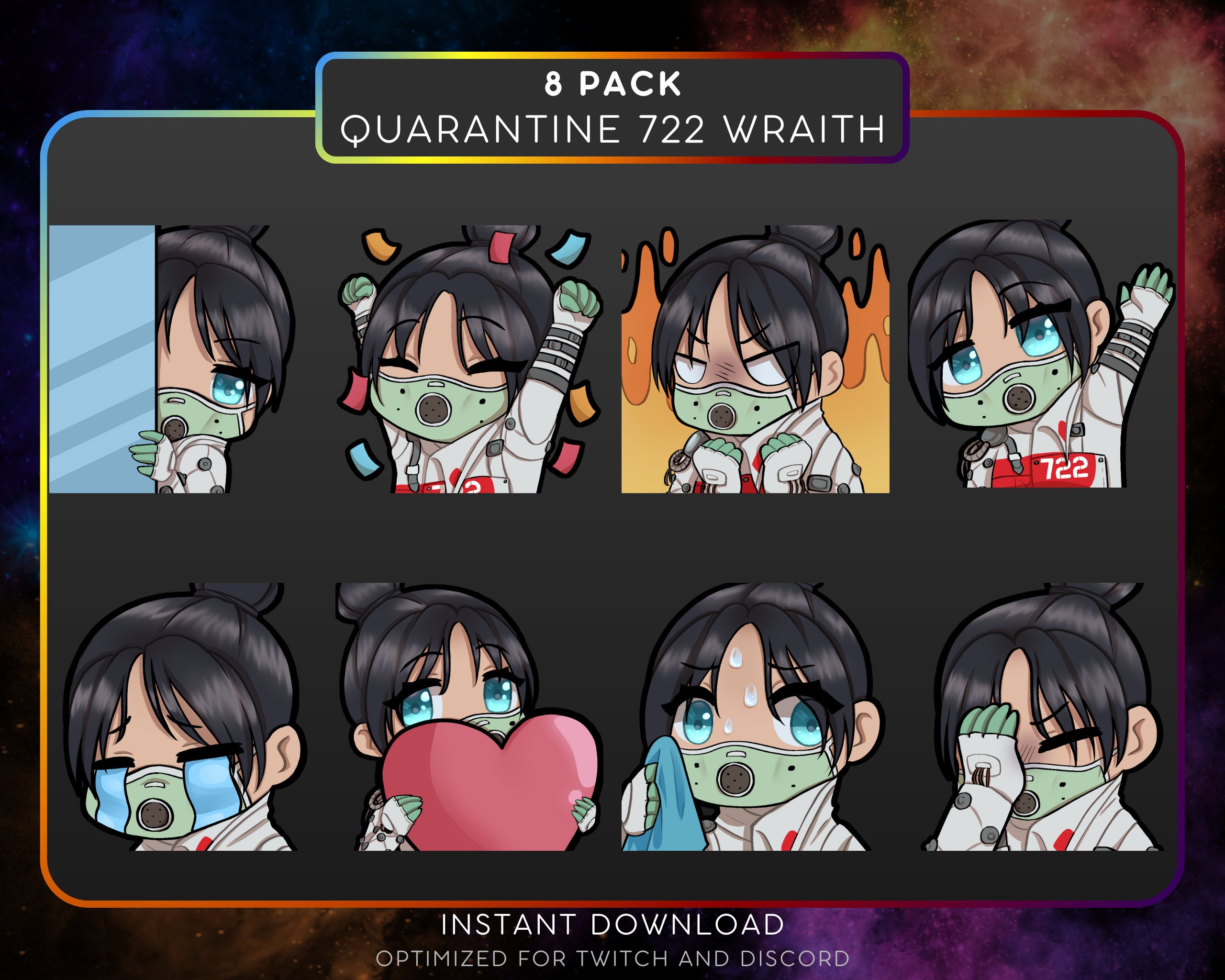 Apex Legends Wraith Quarantine 722 8 Pack, Bundle. Emote, Twitch ...