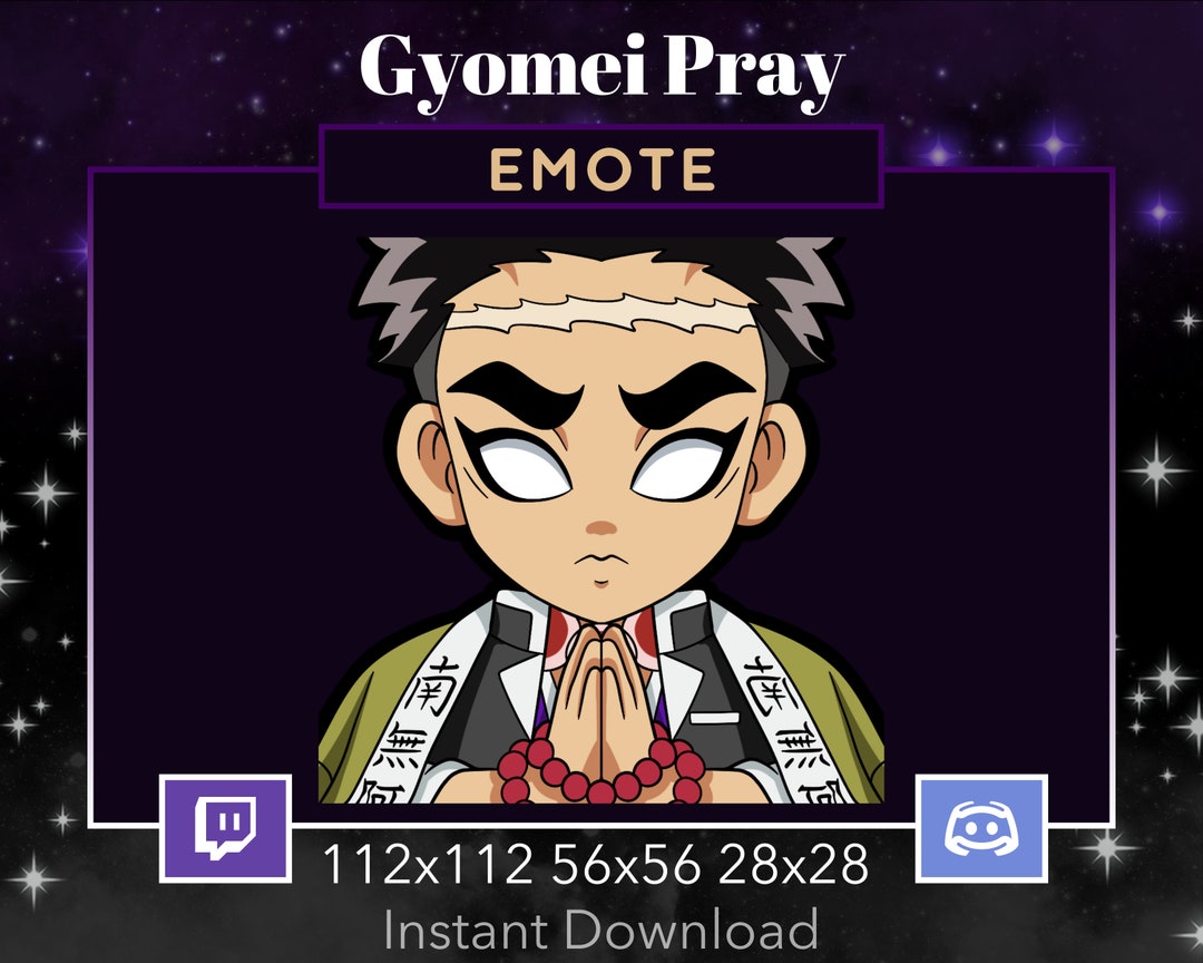 Demon Anime Gyomei Cry, This is Fine, Pray Pack Bundle Emote Twitch ...