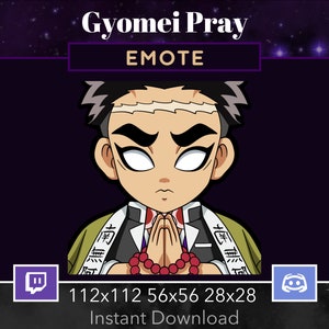 Demon Anime Gyomei Cry, This is Fine, Pray Pack Bundle Emote Twitch ...