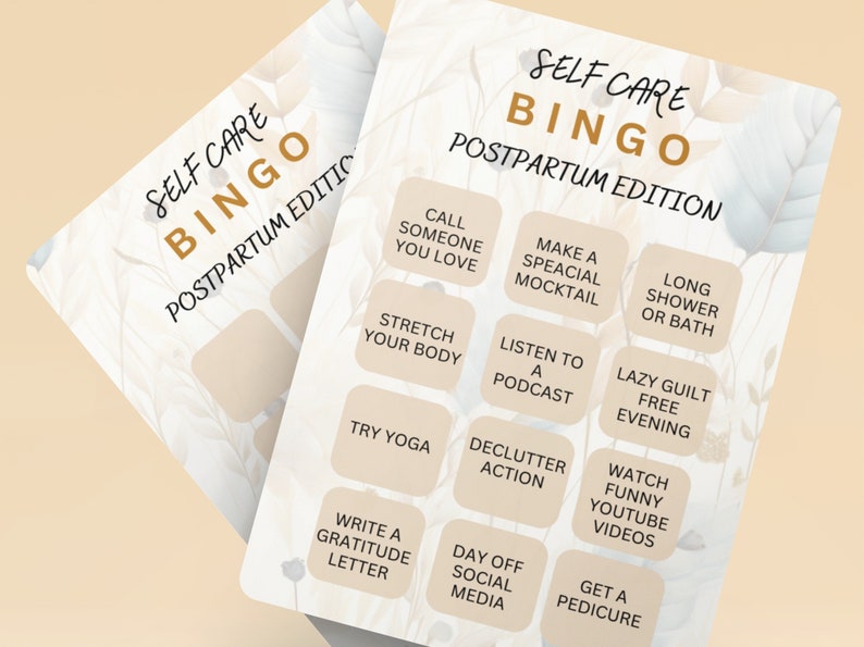 Printable Self-care Postpartum Bingo, Postpartum Gift, Mother’s Day ...