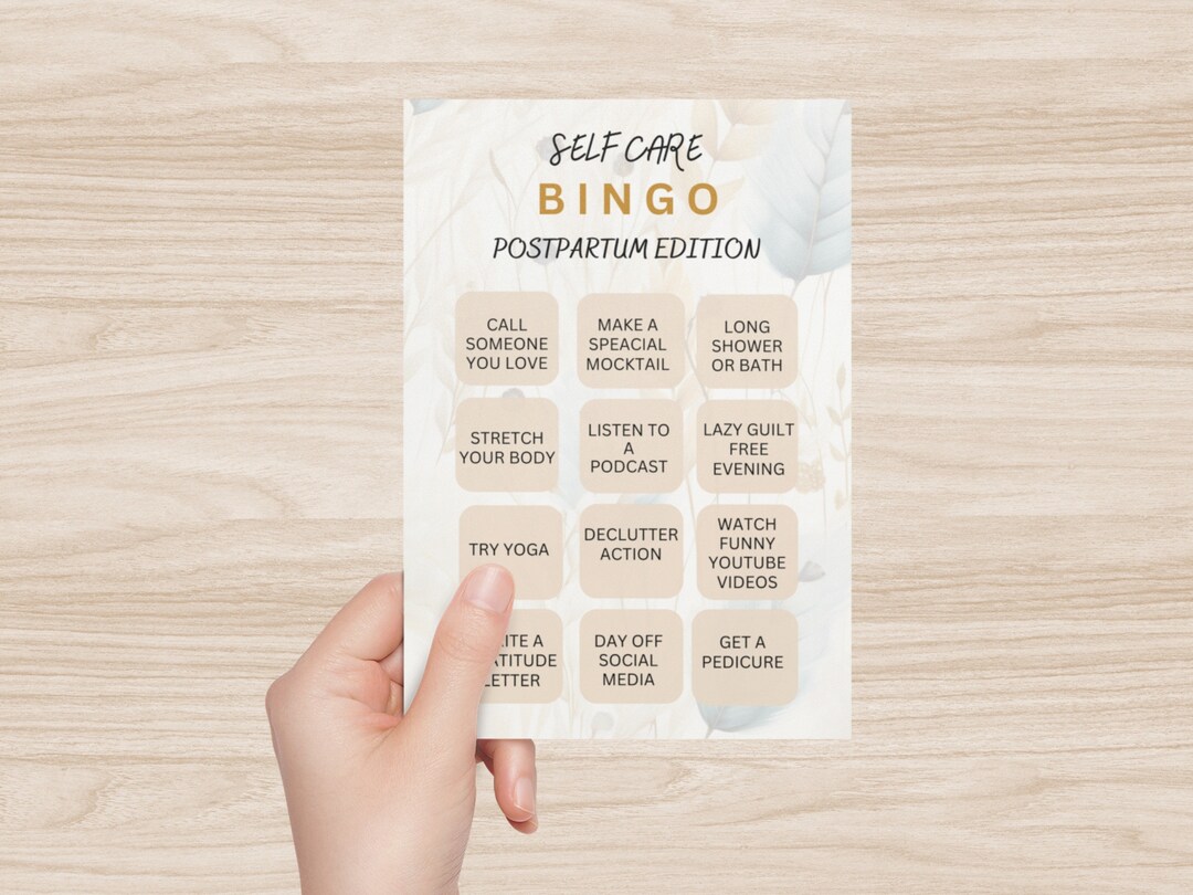 Printable Self-care Postpartum Bingo, Postpartum Gift, Mother’s Day ...