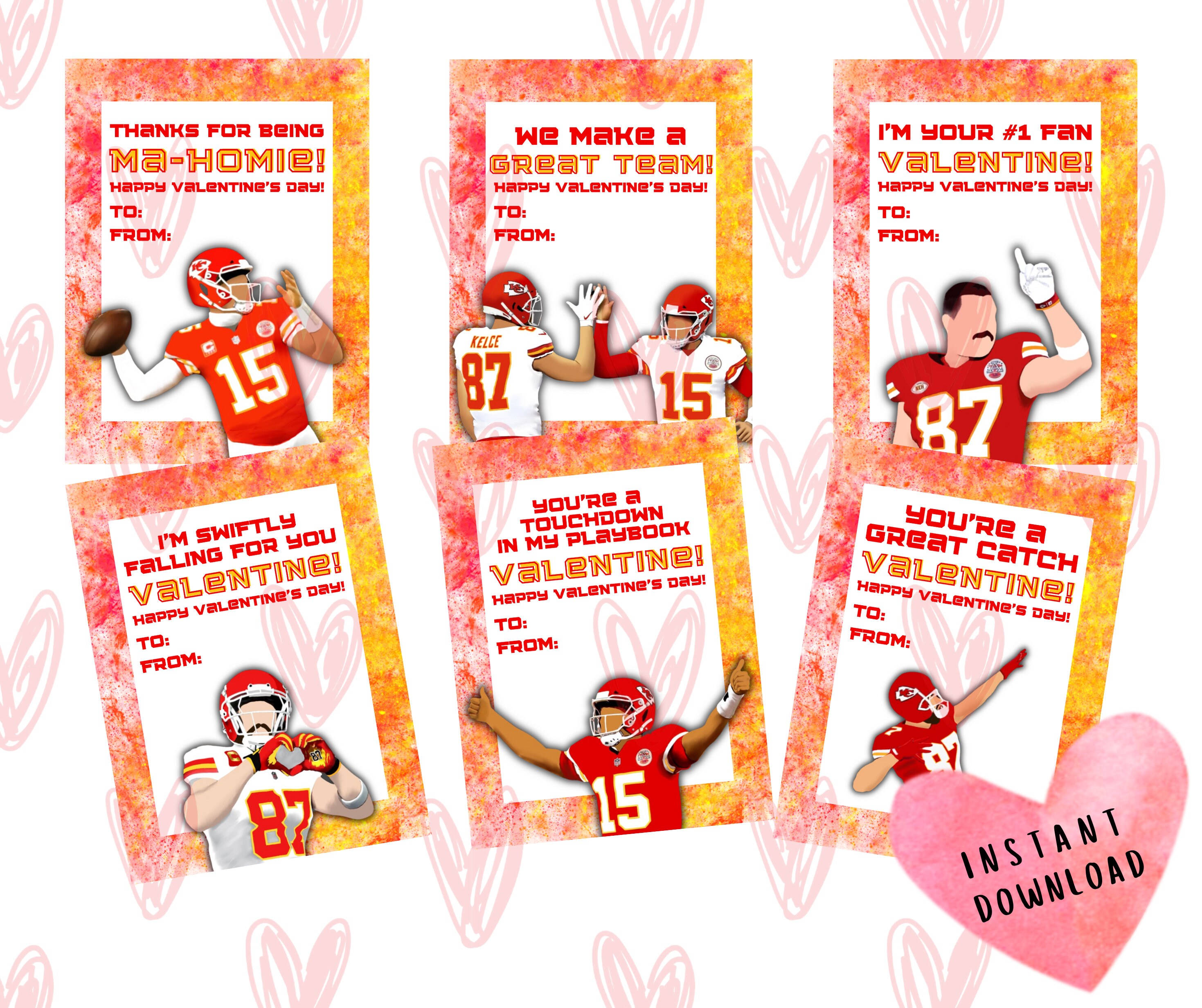 Kansas City Football KC Valentines Patrick Mahomes Travis Kelce ...