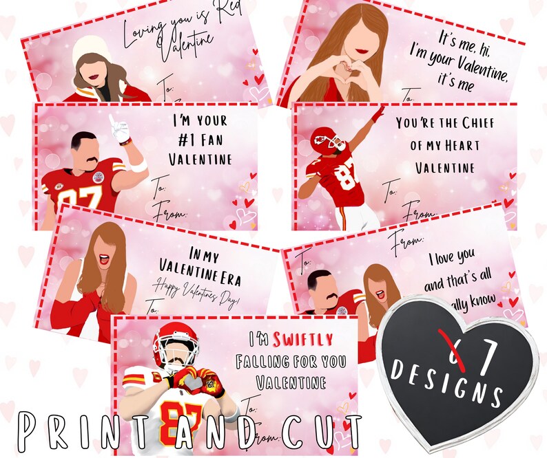 Taylor Swift Travis Kelce Valentines, Swiftie Valentines, Travis Kelce ...