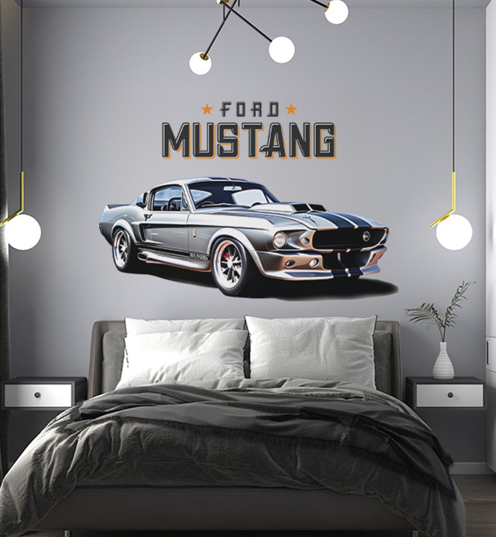 Removable Vintage Car Decal Mustang Wall Art Mustang Wall Decal Classic ...