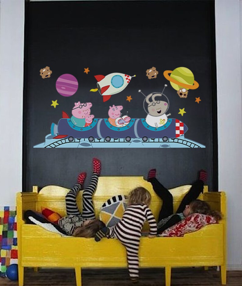 Space Galaxy Peppa Pig Wall Decal Peppa Pig Wall Art Animal Wall ...