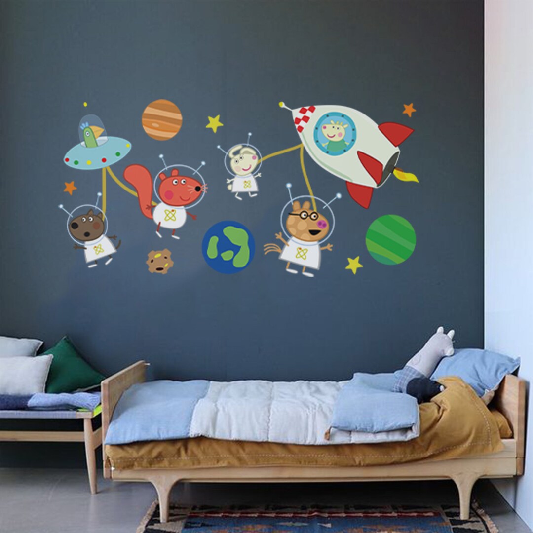 Spaceship Peppa Pig Wall Decal Peppa Pig Wall Art Pig Astronaut Wall ...