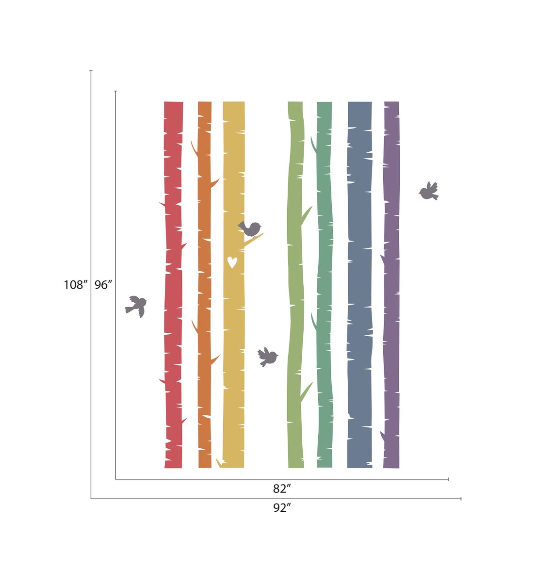 Colorful Trunk Wall Decal Rainbow Birch Tree Wall Art Color Birch Tree ...