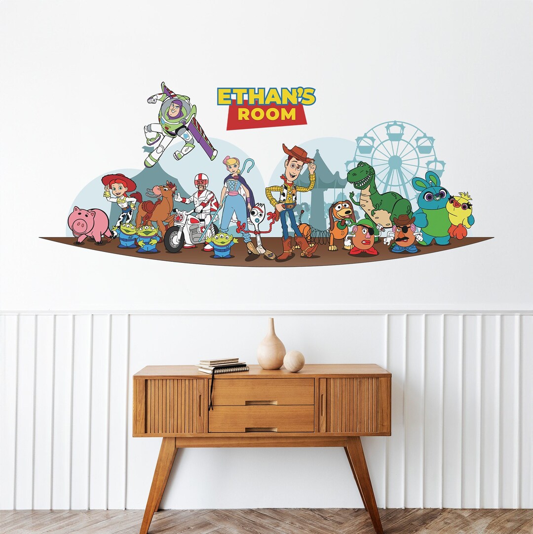 Personalised Name 2d Wall Decal Toys Wall Decal Woody Wall Art Buzz ...