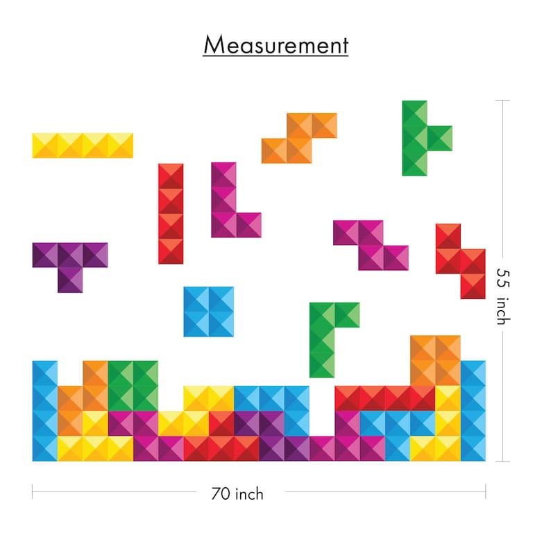 Tetris Wall Decal Tetris Game Wall Sticker Puzzle Video Game Wallpaper ...