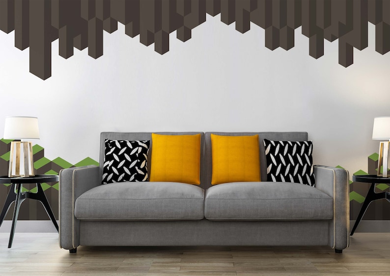 Minecraft Wall Decal Pixel Art Wall Sticker Brick Wall Decal Pixel ...